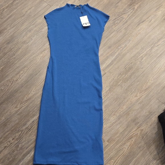 Zara | Dresses | Zara Elegant Blue Midi Dress | Poshmark